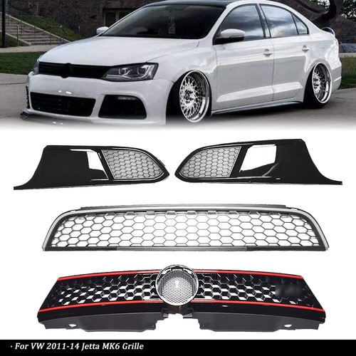 2011-2014 VW Jetta MK6 GLI Front Upper Lower Grill & Red Trim Style W ...