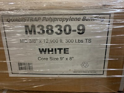 M3830-9 QUALISTRAP POLYPROPYLENE BANDING 3/8" x 12,900 FT, 300 LBS TS ...