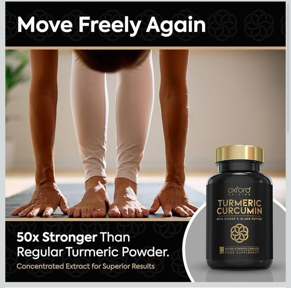 Turmeric Capsules + Ginger & Pepper Stiff Sore Joints Support Arthritis ...