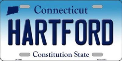 HARTFORD CONNECTICUT STATE BACKGROUND METAL NOVELTY LICENSE PLATE TAG ...
