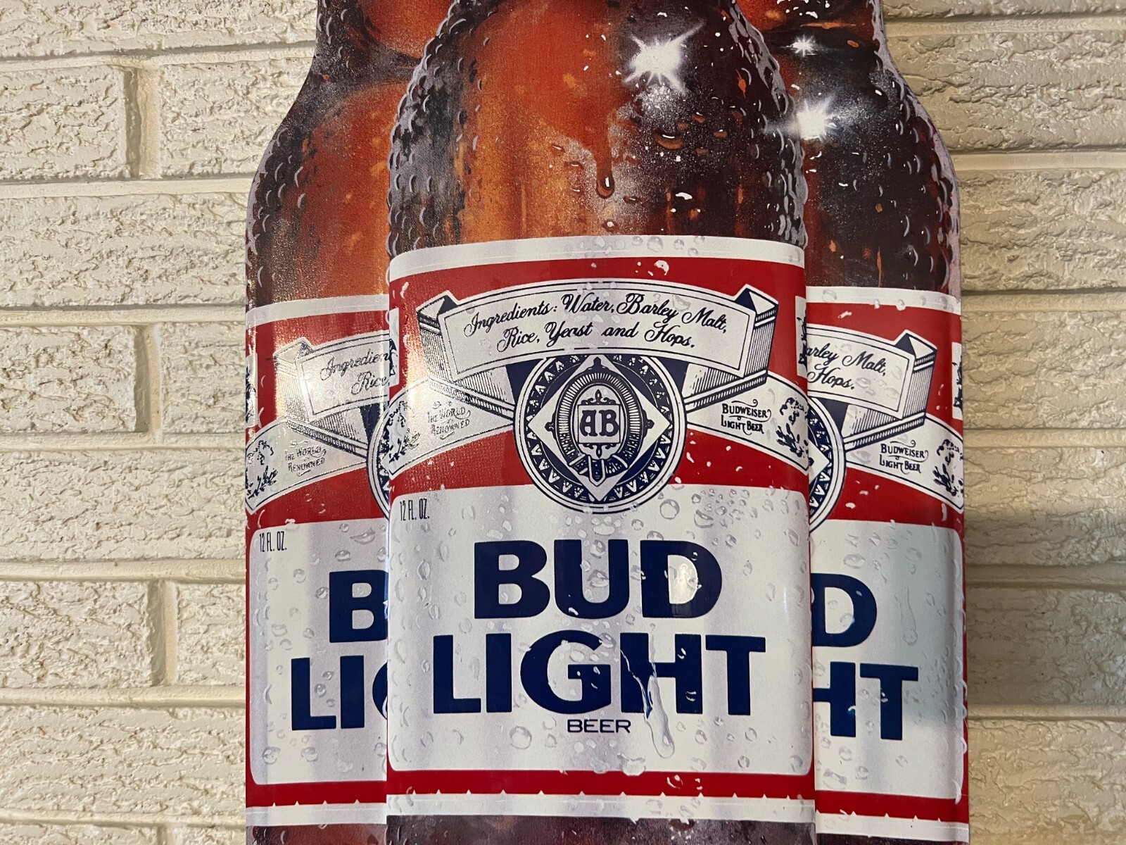 C1989 ORIGINAL VINTAGE Bud Light Bottles Aluminum Embossed SIGN | eBay
