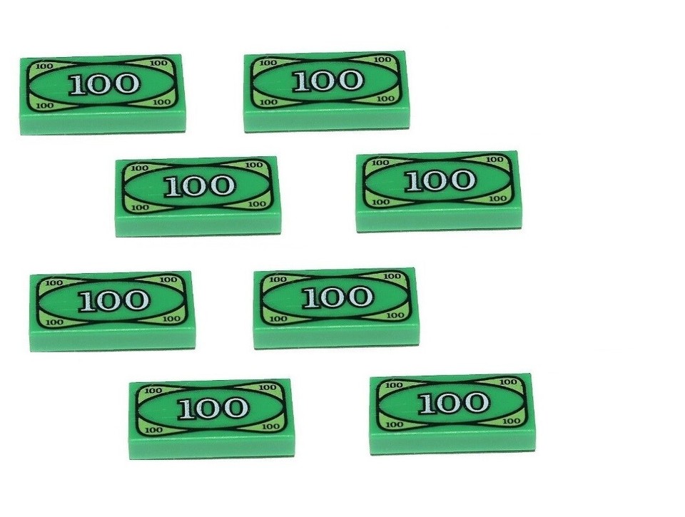 NEW LEGO 8 Tiles Green 1x2 $100 Bill Money Bank Minifigure 8 Pieces ...