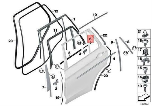 OEM BMW X5 F15 F85 X5 25D 25DX CHANNEL SEAL INNER DOOR REAR 51227363039 ...