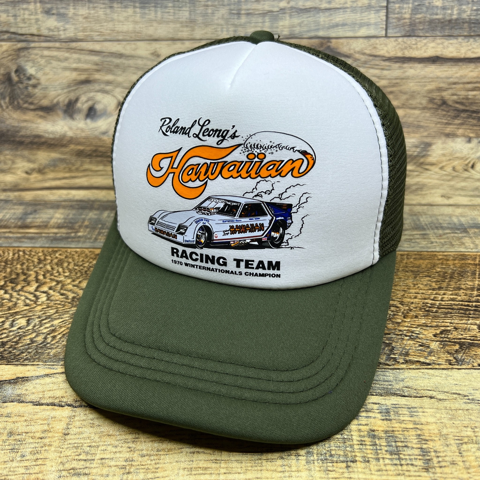 Roland Leong's Hawaiian Racing Team 1970 Mens Trucker Hat Olive ...