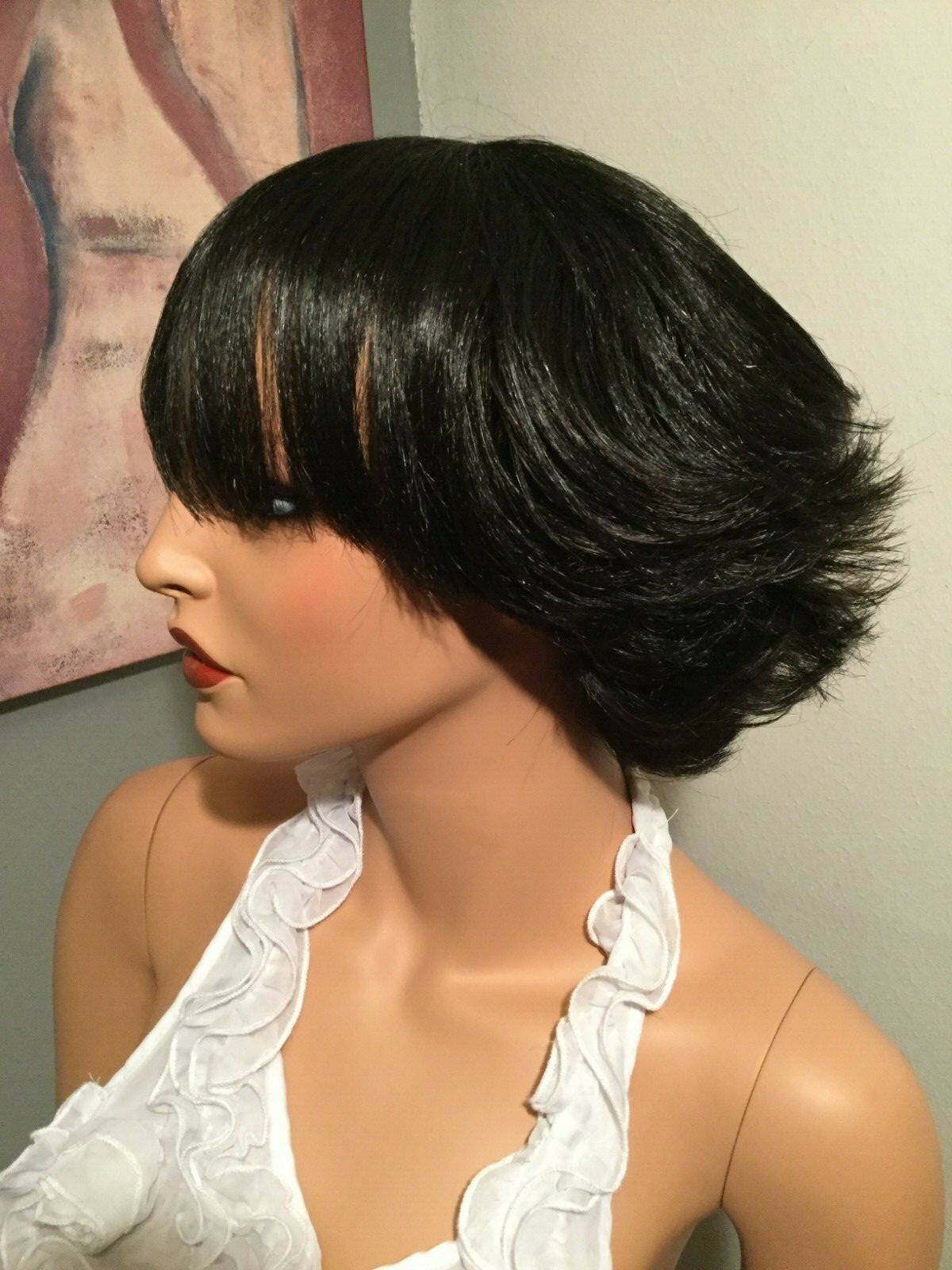 NWT New York 24K 100% Kanekalon Short Spiked Layered Cut Wig with Bangs ...