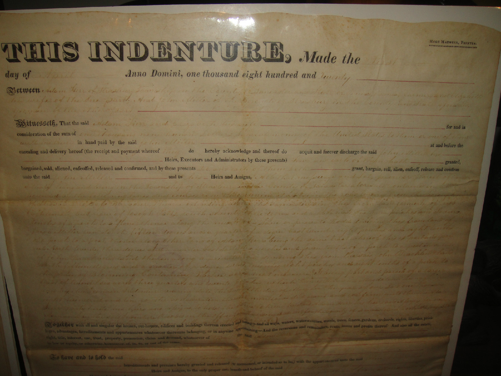 Antique Pennsylvania Deed 2 Land Deeds 1800's North Lebanon Township ...