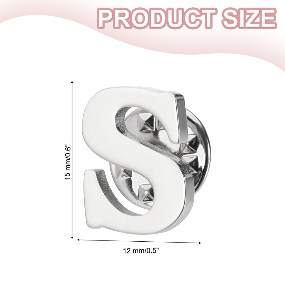 Letter Lapel Pins, Initial Alphabet Collar Pins, Silver Tone, Letter S ...