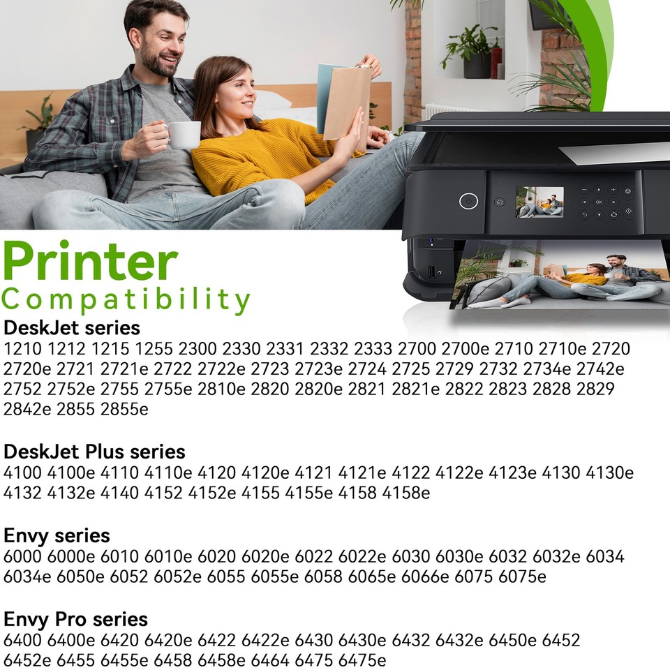 67XL Ink Cartridge for HP 67 Ink Deskjet 2700e 2755 4155e Envy 6000 ...