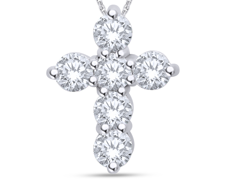 1/2 Ct Lab Grown Diamond Tiny Cross Pendant Necklace 10k & 14k Solid ...