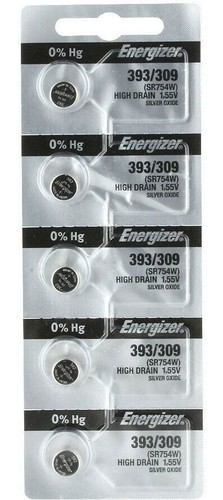 5 Pcs Energizer 393 / 309 SR754W AG5 LR754 SR48 LR48 193 Silver Oxide ...