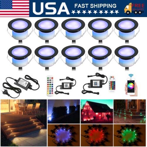 10 PACK Φ1.77" WIFI Recessed LED Deck Stair Step Plinth Light WW / RGB ...