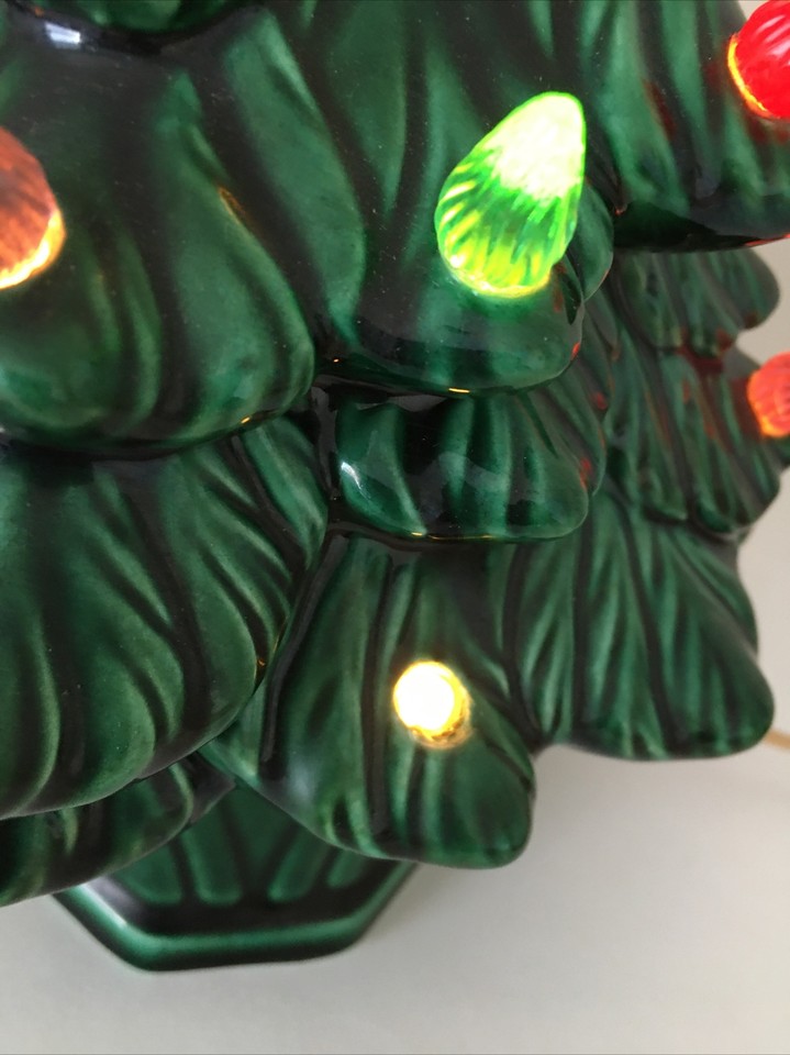 Vintage Ceramic Christmas Tree Lighted 1963 WOW 2 Piece w Base 12”H ...