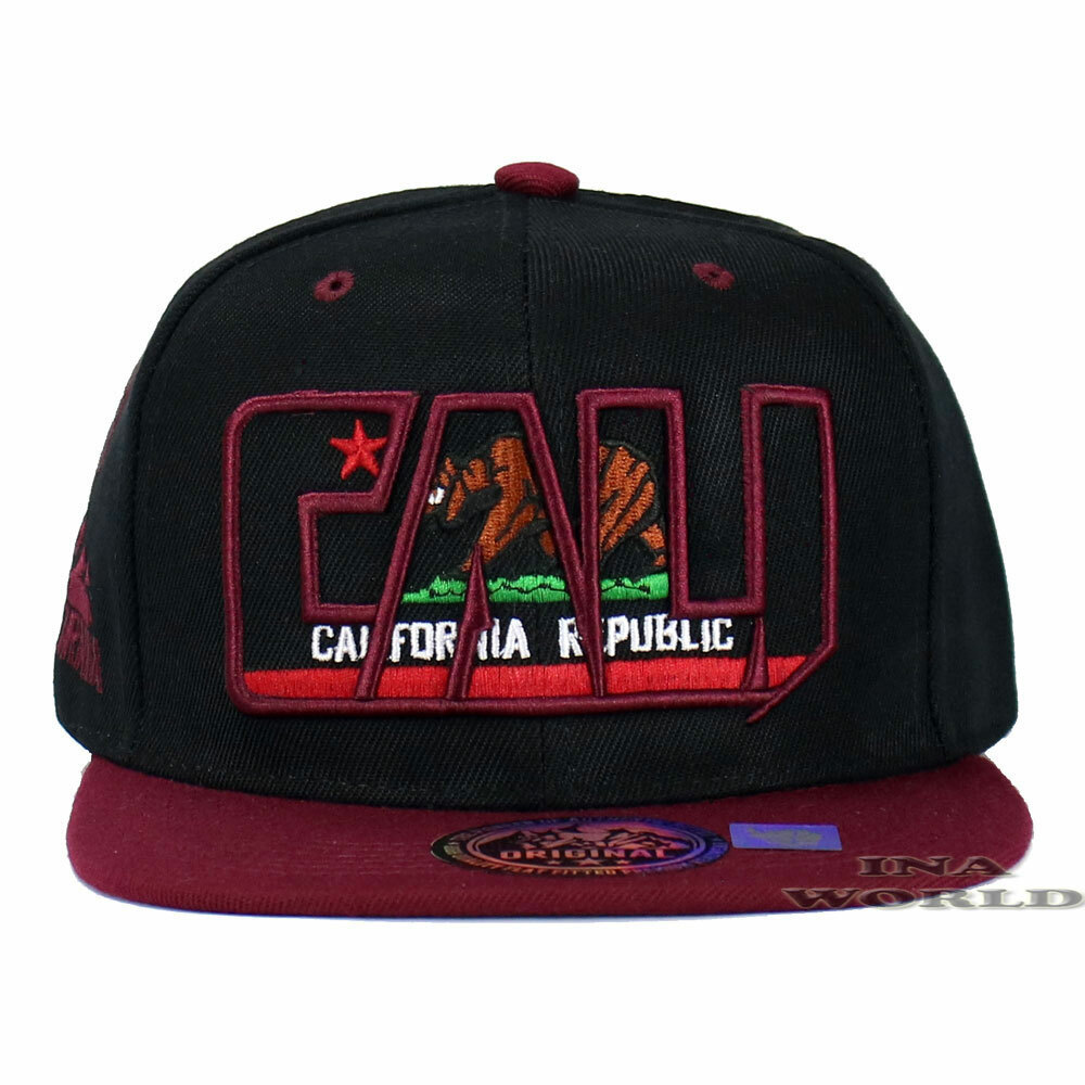 California Republic Hat Cap CALI Classic Bear Snapback Flat Bill ...