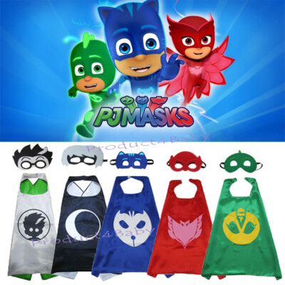 Superhero Cape PJ Masks Cape & Mask Costume Kids Girls Boys Gekko ...