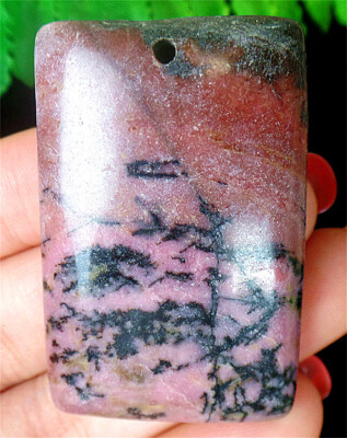 47x31x8mm Natural Black Line Rhodonite Oblong Pendant Bead BQ66795 | eBay