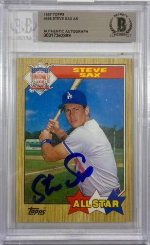Steve Sax auto signed card 1987 Topps #596 MLB New York Yankees BAS ...