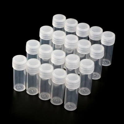 20x Small Plastic Tubes Vials 5ml Push Cap Top Clear Test Lab Liquid ...