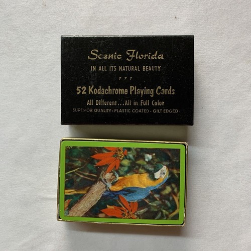 MID-CENTURY SCENIC FLORIDA, KODACHROME PLAYING CARDS. MACAW Green ...
