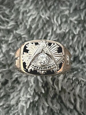 Beautifully Restored Masonic Diamond Ring 14K Size 11 | eBay