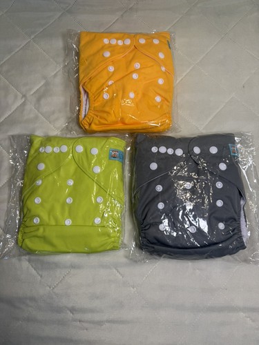 Lot of 3 Alva Baby Reusable Cloth Diapers With 6 Inserts Snap ...