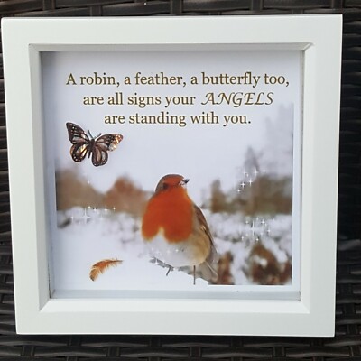 A Robin, Feather, Butterfly Angels Frame | eBay UK