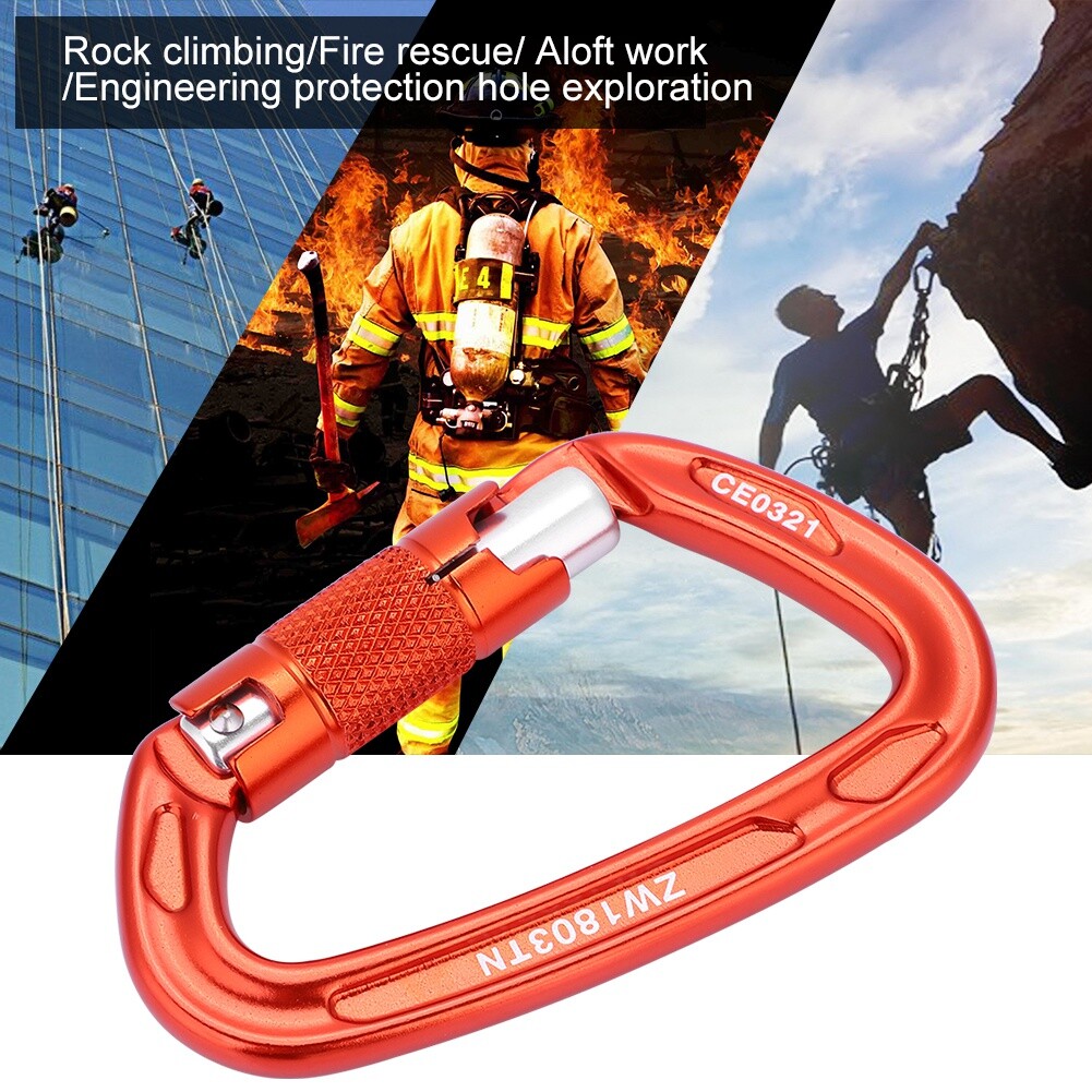 25KN Safety Lock D Buckle Outdoor Rock Climbing Rescue Carabiner ...