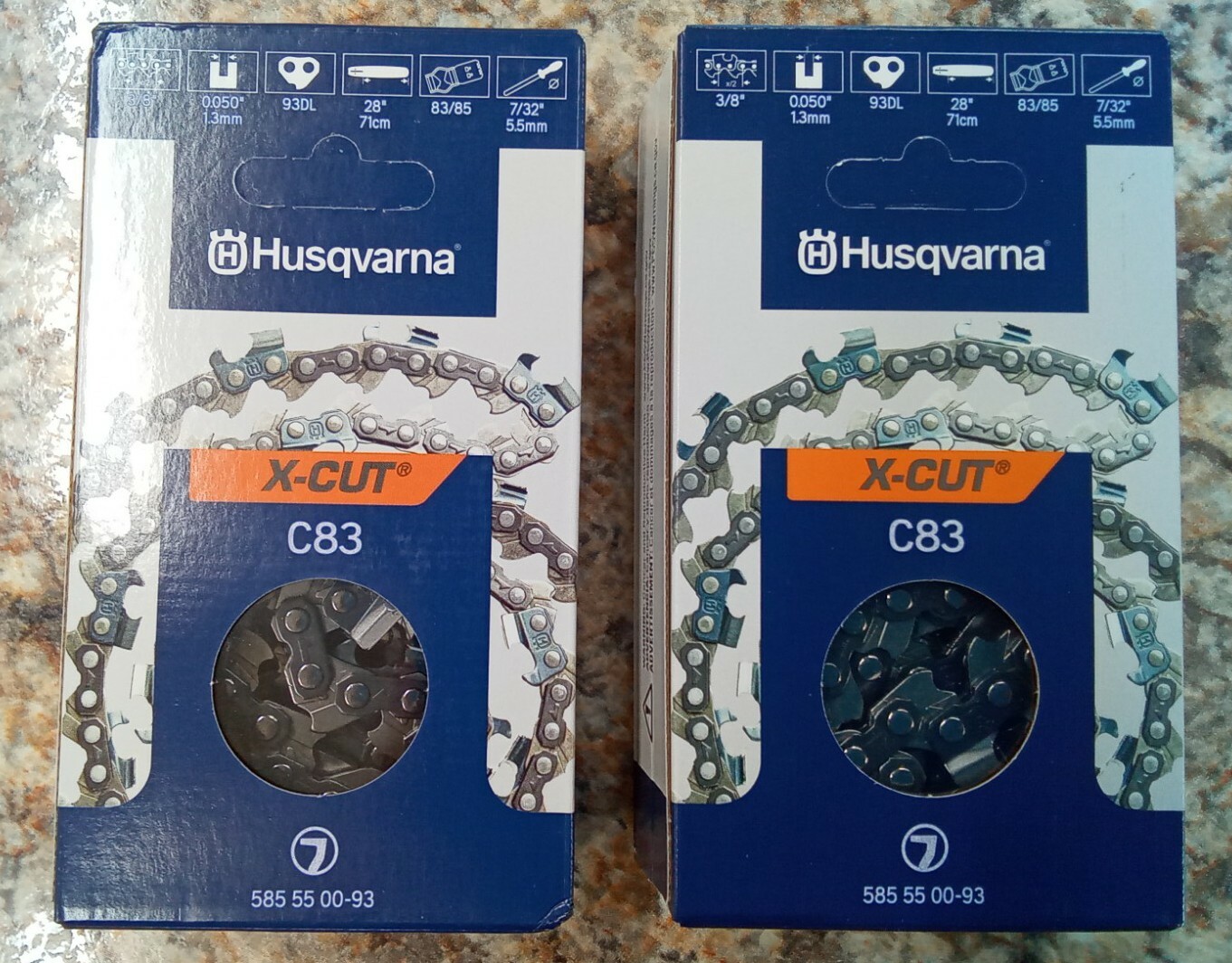 2 Pack OEM Husqvarna X-CUT C83 28" Chainsaw Chain 3/8 .050 Gauge 93DL ...