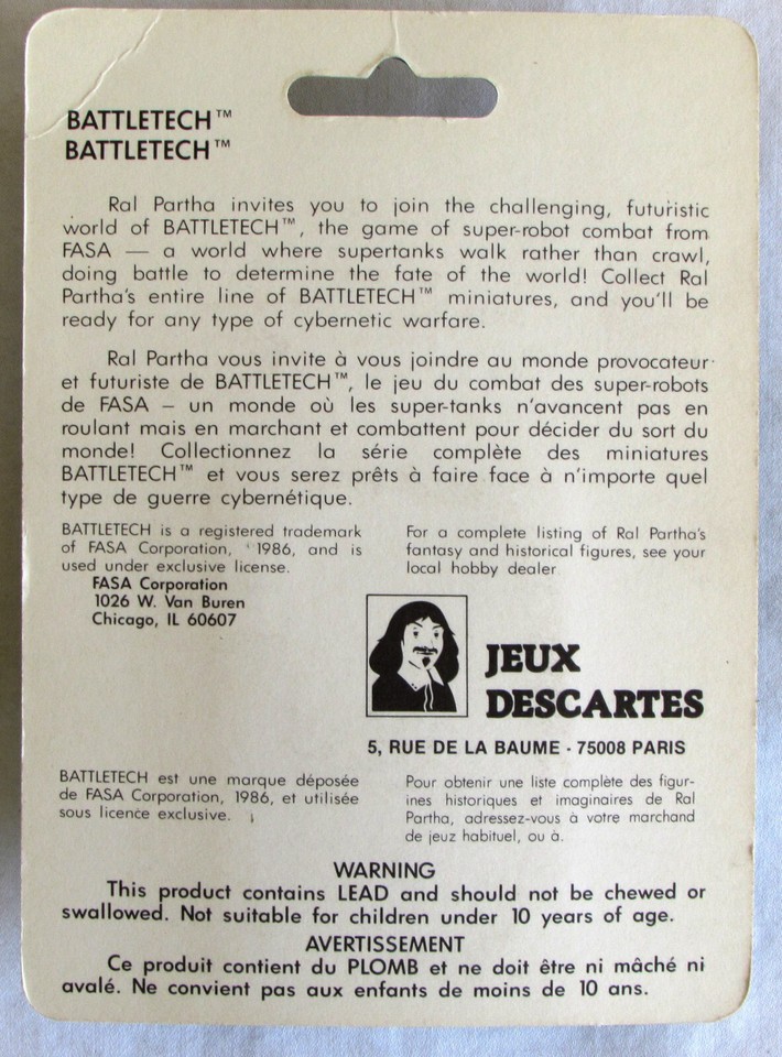 Battletech Marik Dropship Crewman 20-963 Miniature 1986 Ral Partha ...