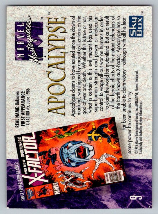 1992 SkyBox Marvel Masterpieces #9 Apocalypse | eBay