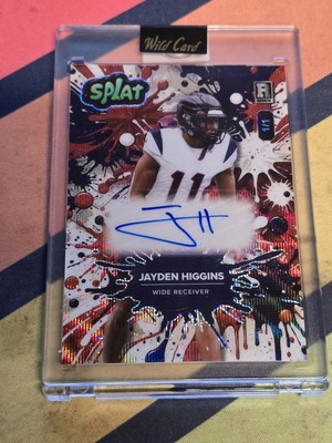 Wild Card Splat Football Jayden Higgins Auto Red White and Blue 1/1 | eBay