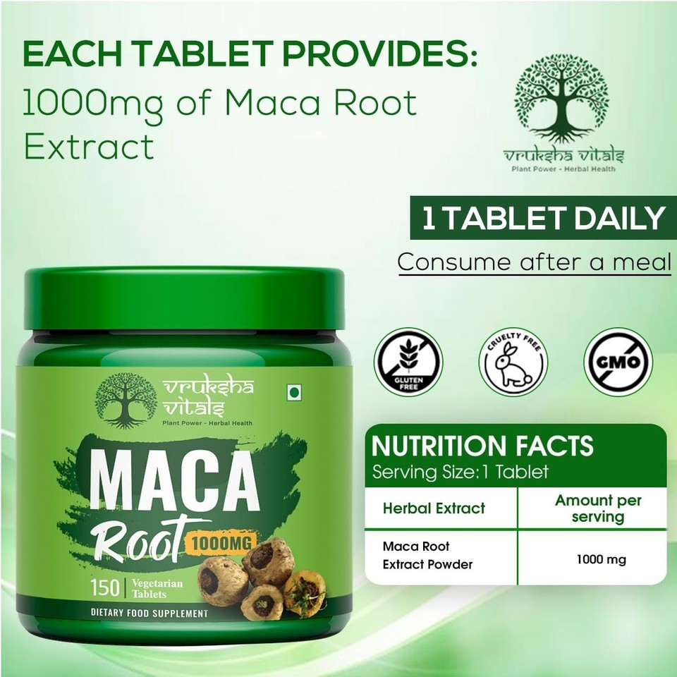 Vruksha Vitals Maca Root Tablets 1000mg, 150 Tablets | eBay Australia