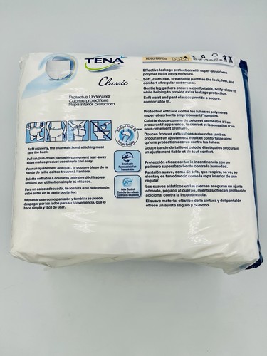 Lot of 4 TENA Classic Protective Underwear Disposable Adult Sz Large 72 ...