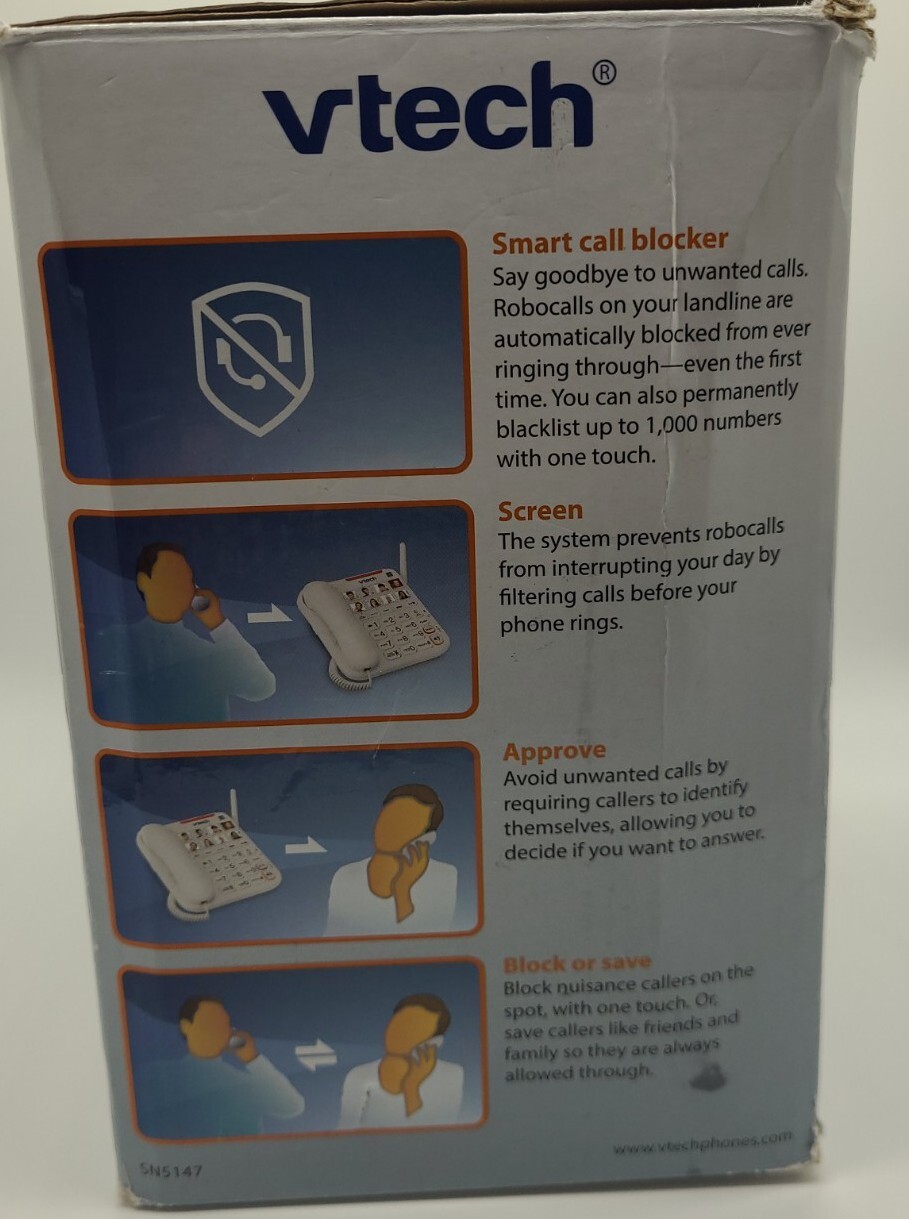 VTech SN5147 Amplified Corded/ Cordless Phones w/Answer Machine Elderly ...