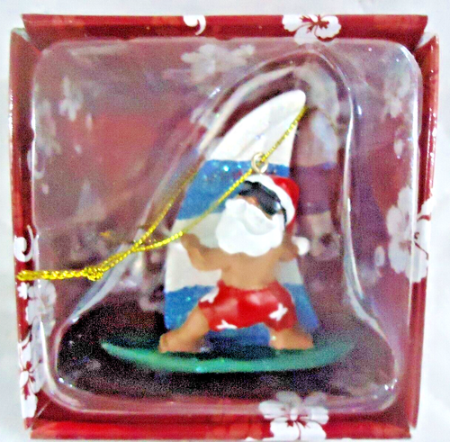 Santa Windsurfing Ornament Hawaiian Christmas Poly Resin Mele ...