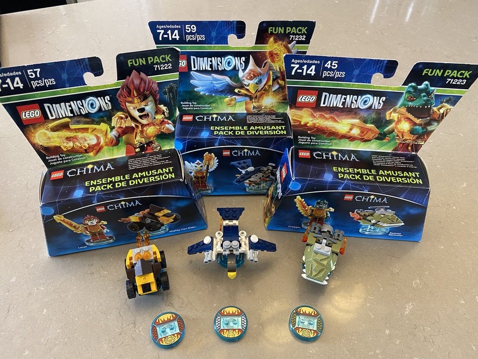 Lego Dimensions Chima Fun Packs 71232,71223,71222 Boxes and Ships With ...