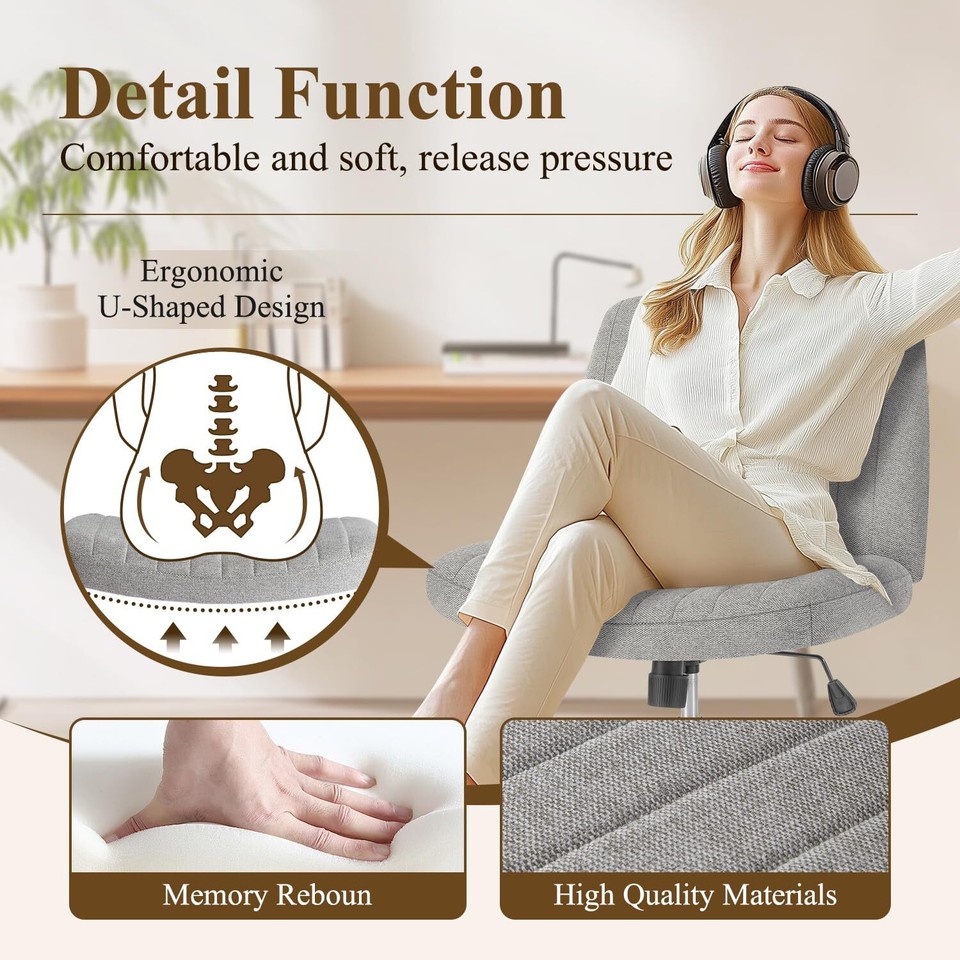 Criss Cross Legged Chair Height Adjustable Chair for Home Officee Grey ...