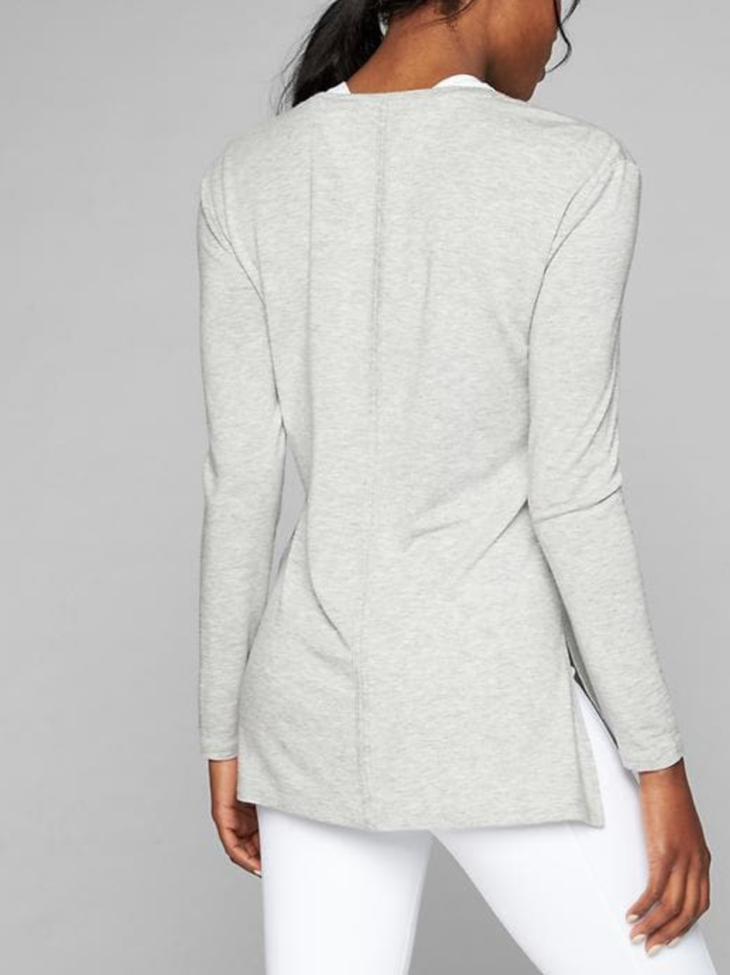 ATHLETA WOMEN'S HEATHER GRAY LONG SLEEVE THREADLIGHT LAYERING TOP Sz ...