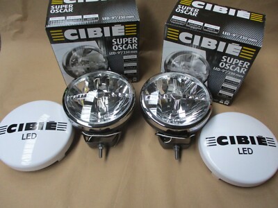 NEW PAIR CIBIE SUPER OSCAR BLACK/ CHROME LED SPOTLIGHTS 9" 12V / 24V ...