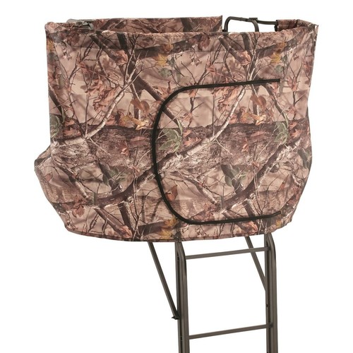 20' 2-man Double Rail Ladder Tree Stand w/ Hunting Blind Padded Jumbo ...