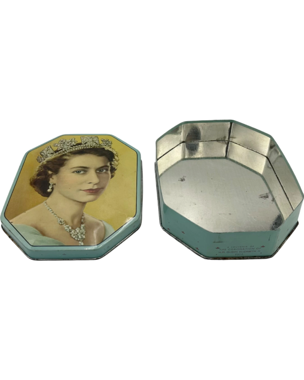 Vintage Queen Elizabeth II 1953 Coronation Tin Metal Box Royal United ...