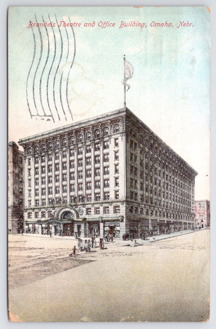 Postcard Omaha Nebraska Brandeis Theatre and Office Building c1911 | eBay