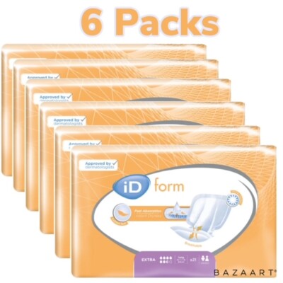 iD Expert Form Extra Size 2 - 6 Pack of 21 Incontinence Pads Moderate ...