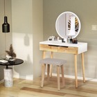 LED Lighted Dressing Table Set Wooden 2 Drawer Modern Make Up Vanity ...