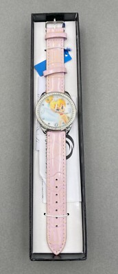 Disney TNK584 Tinkerbell Women's Classic Analog Pink Glossy Leather ...