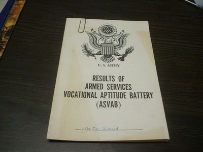 1970's RESULTS OF ARMED SERVICES VOCATIONAL APTITUDE BATTERY ASVAB ...
