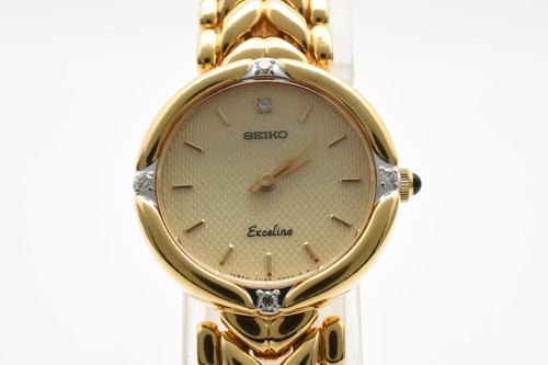 Vintage 1990 [MINT] SEIKO Exceline 4N20-0360 Diamond Quartz Ladies ...