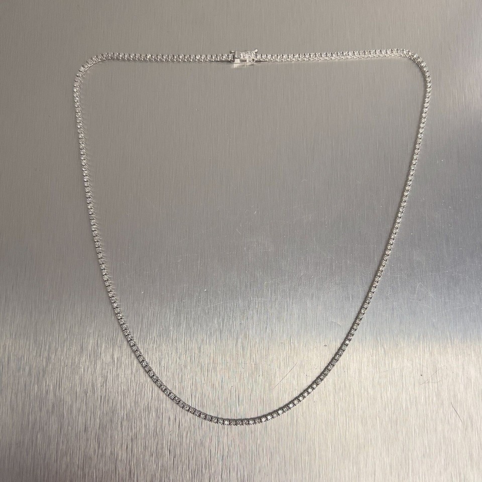 14k White Gold Diamond Tennis Necklace 3.68ctw F-G SI1 16.5" | eBay