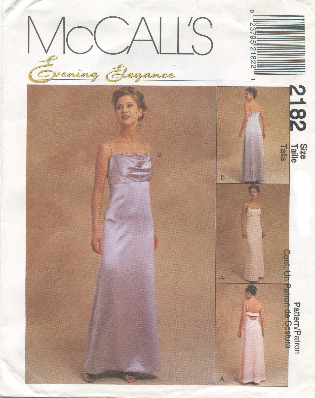 McCalls 2182 Evening Formal Prom Dress Misses Gowns Sewing Pattern ...