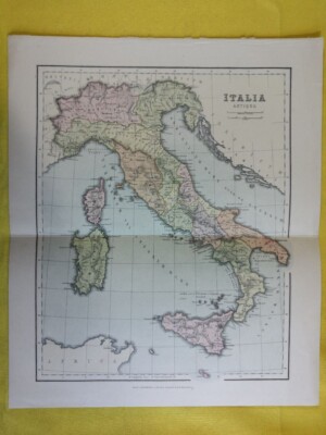 1874 ITALY Vintage Large Geographical Map ORIG. 12.5 x 10.5" C13-1 | eBay