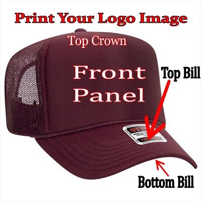 BURGUNDY Trucker Hat Custom Printing HERE Logos Images Pictures Personalized | eBay